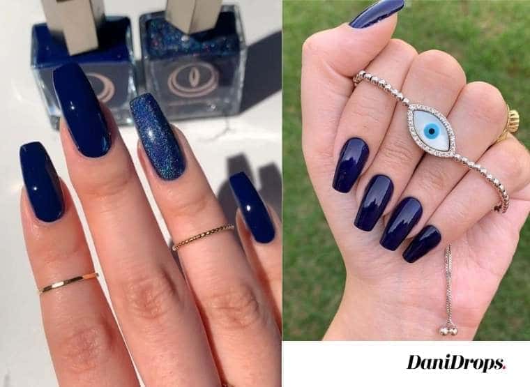 Unha Decorada Azul Escuro - Unha Decorada Simples