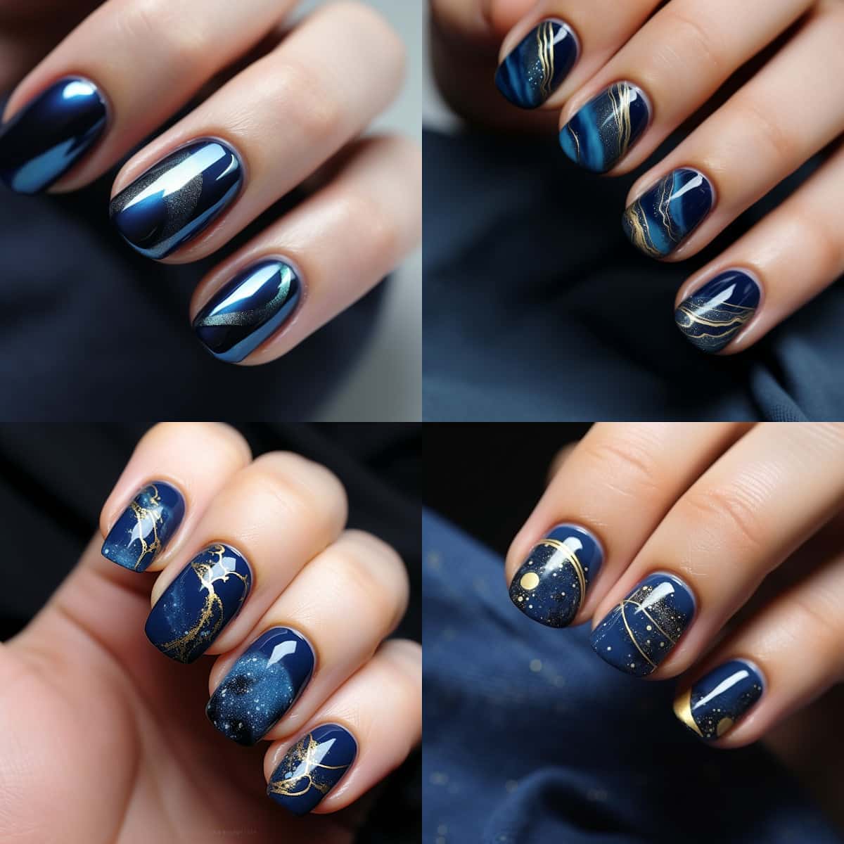 Unha Decorada Azul Escuro – Unha Decorada Simples